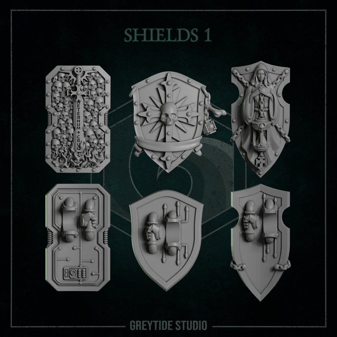 Shields Set X9 Scifi Space Warriors Wargame SM Scaled Heroic 32mm ...