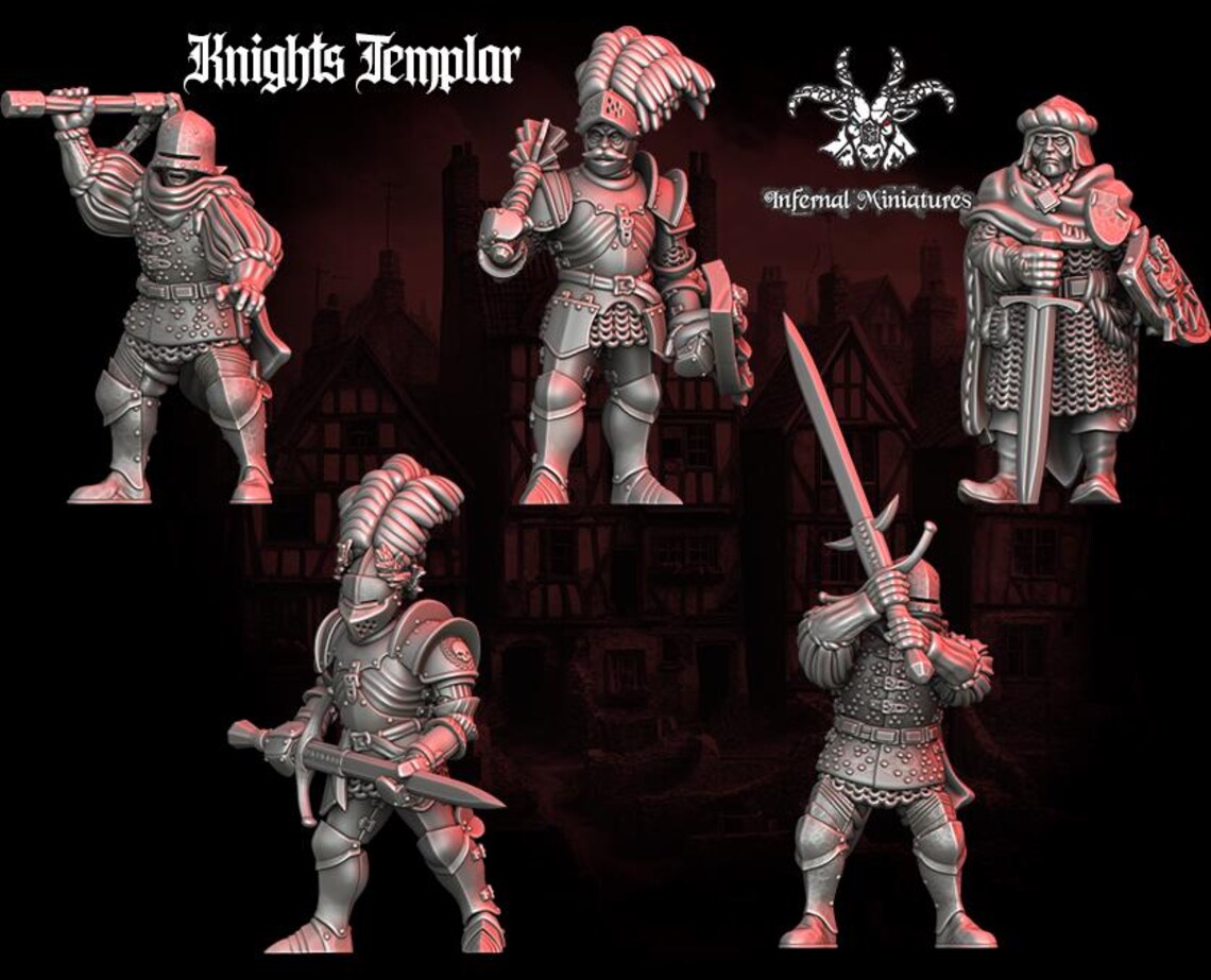 Knights Templars Set X5 the Inquisition Oldhammer 28mm Fantasy Wargame ...
