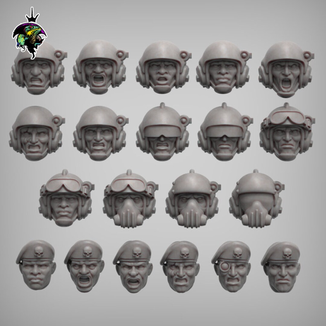 Spacenam Heads Set X20 Scifi Wargame Roleplay 32mm 3D Reptilian ...