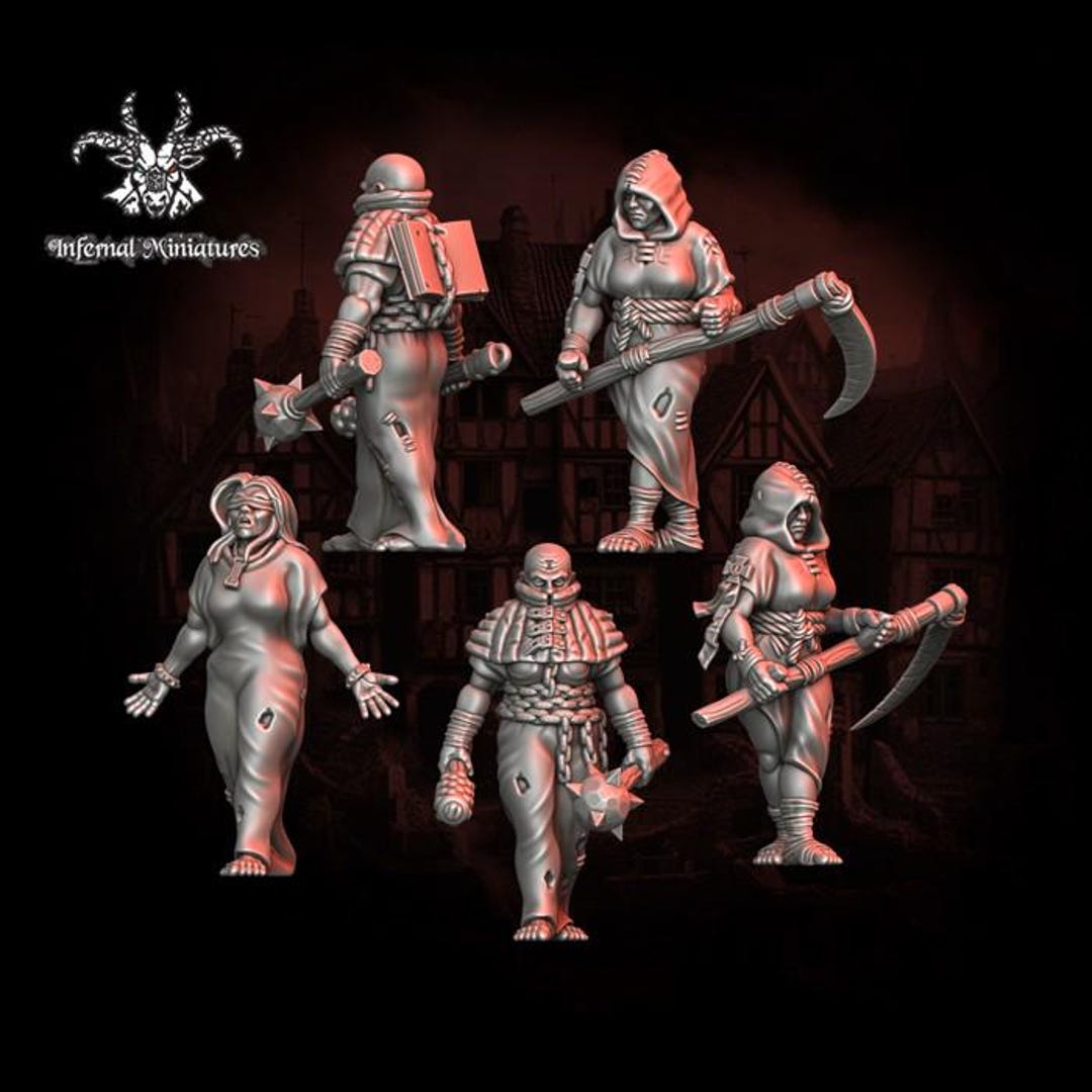 Female Zealots Set X5 the Inquisition Oldhammer 28mm Fantasy Wargame 3D ...