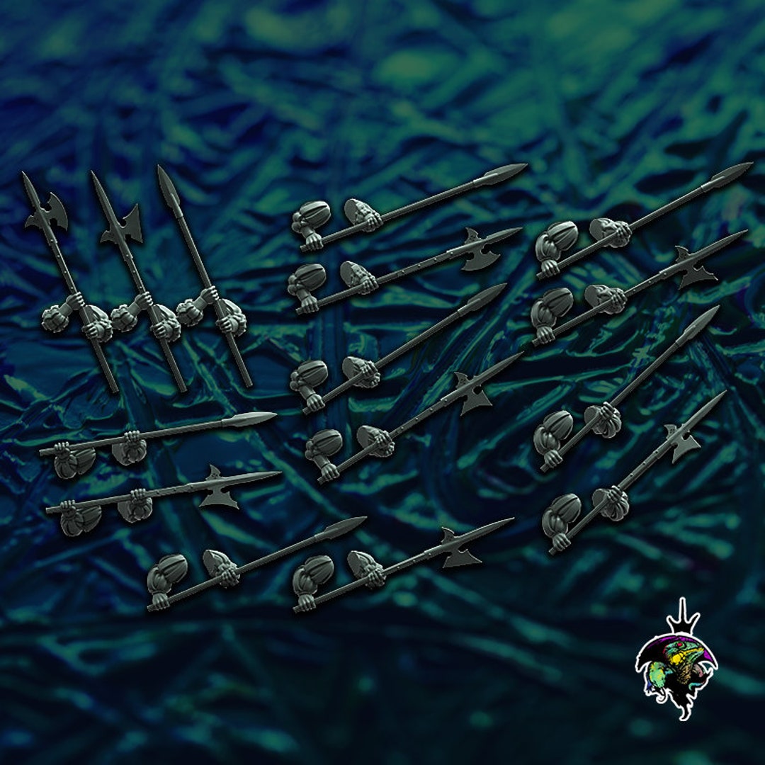 Landsknecht Weapons Set Spears and Halberds Fantasy Wargame 3D Print Toydoy Miniatures Reptilian ...