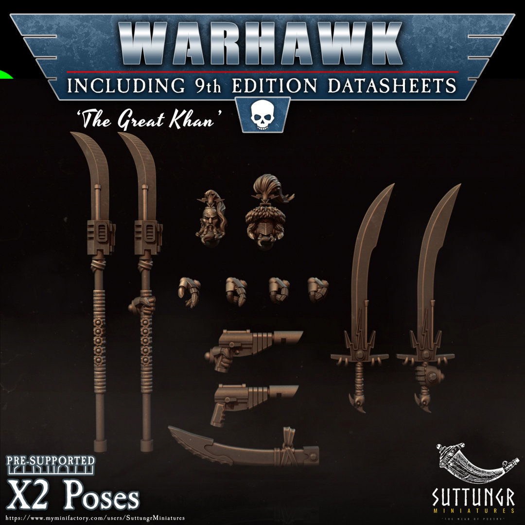Warhawk the Great Khan Sire of Scars Wargame Roleplay 32mm Dnd 3D Print ...