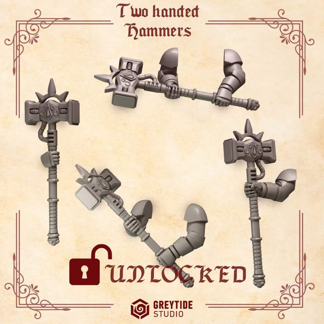 Crimson Lords Two Handed Hammers Set X4 Scifi Space Warriors Wargame SM ...