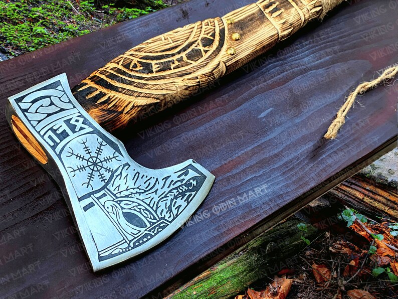 Custom Viking Axe: Hand-forged Carbon Steel, Engraved Wooden Box - Etsy
