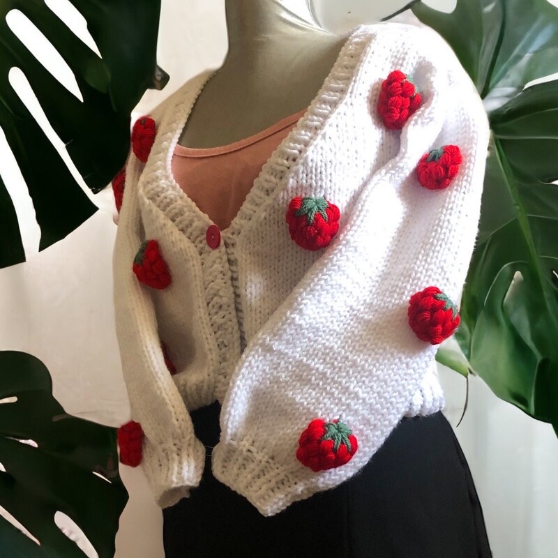 Strawberry Cardigan - Etsy