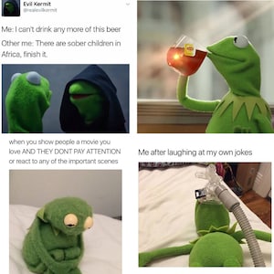 Kermit the Frog Inspired MEME Pack Set 4 Memes Evil Kermit, None of ...