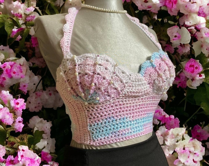 Mermaid Crochet Top PDF PATTERN ALL Sizes + Video | Crochet Bralette ...