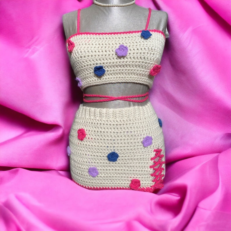 Flower Crop Top & Skirt PDF PATTERN ALL Sizes Crochet - Etsy