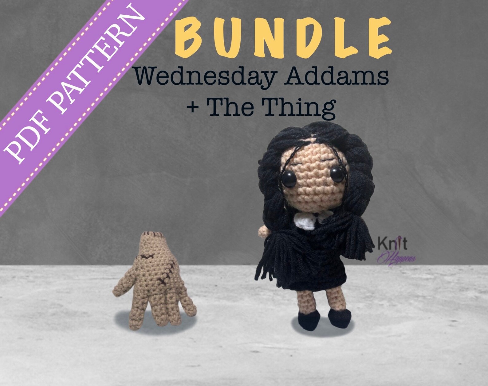 BUNDLE DEAL Wednesday Addams the Thing Amigurumi Crochet - Etsy