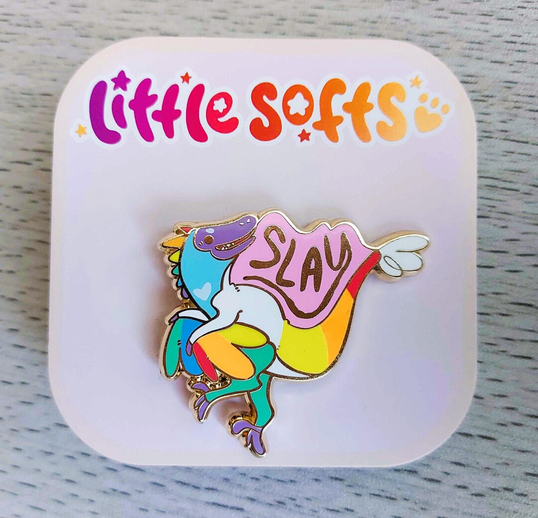 Enamel Pin -- Rainbow Raptor "sugar Cookie" SLAY - Etsy
