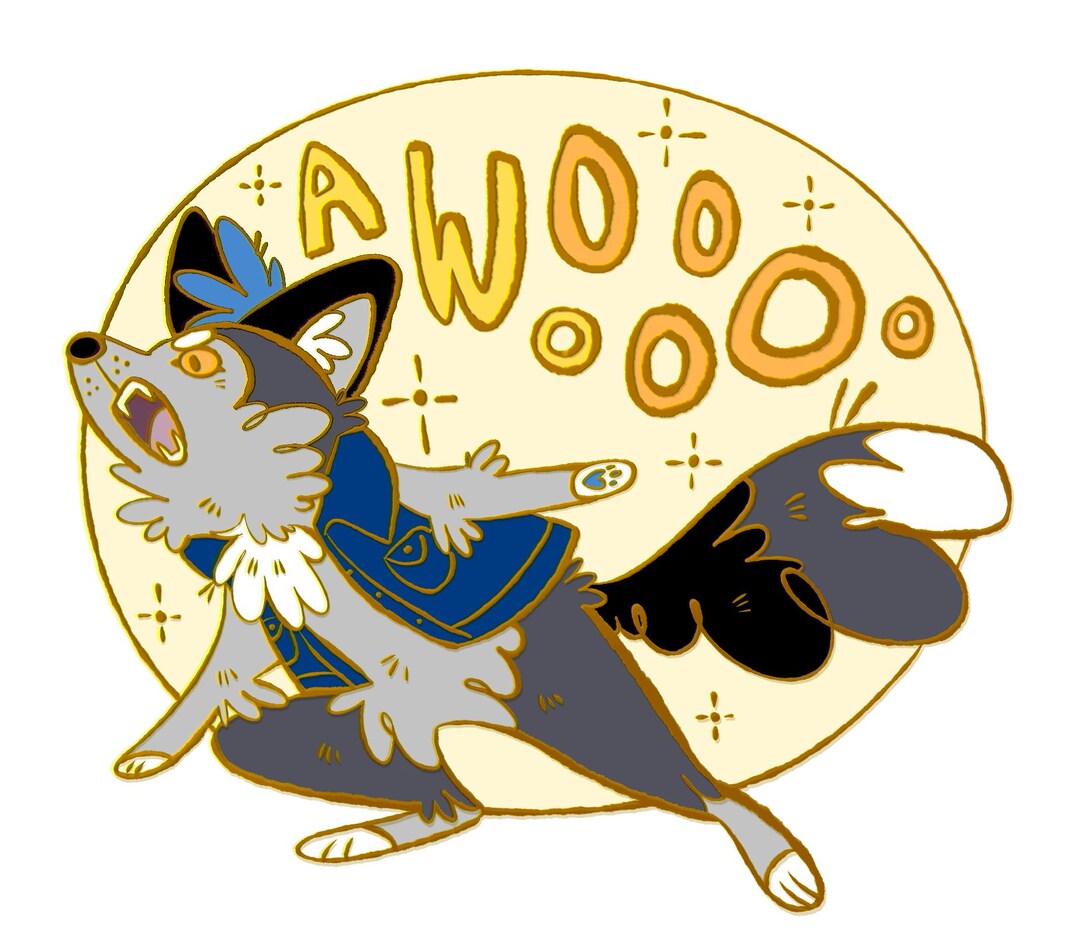 Enamel Pin -- Werewolf "wolfgang" Howling Awooo Full Moon Pin - Etsy