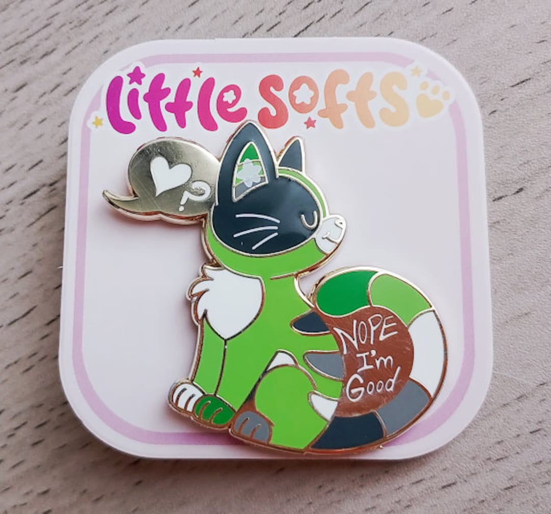 Enamel Pin -- Matcha the Alley Cat (LGBTQ+ Aromantic Pride) - Etsy