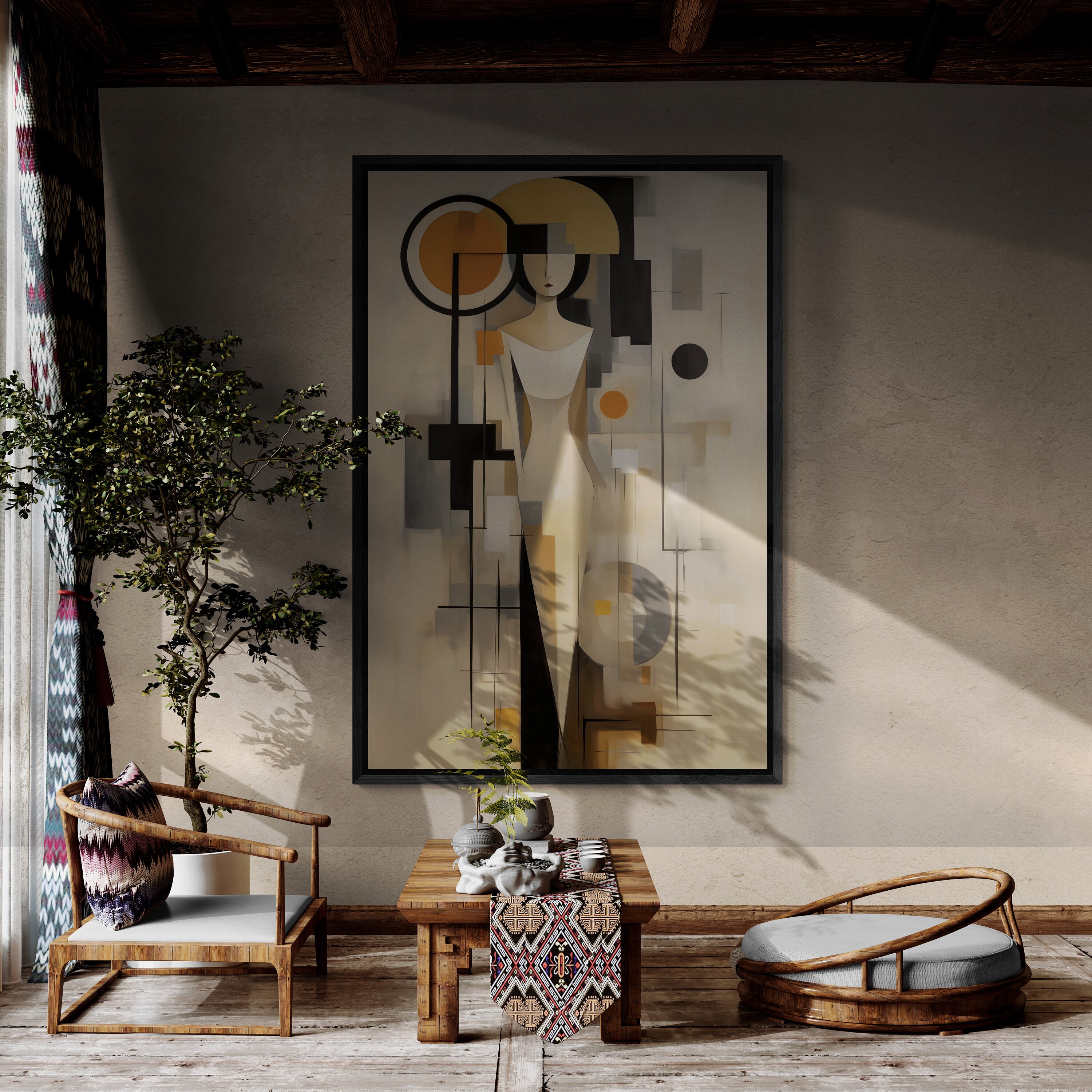 Graceful Geometry Abstract Art Print, Stylish Geometric Canvas, Chic ...