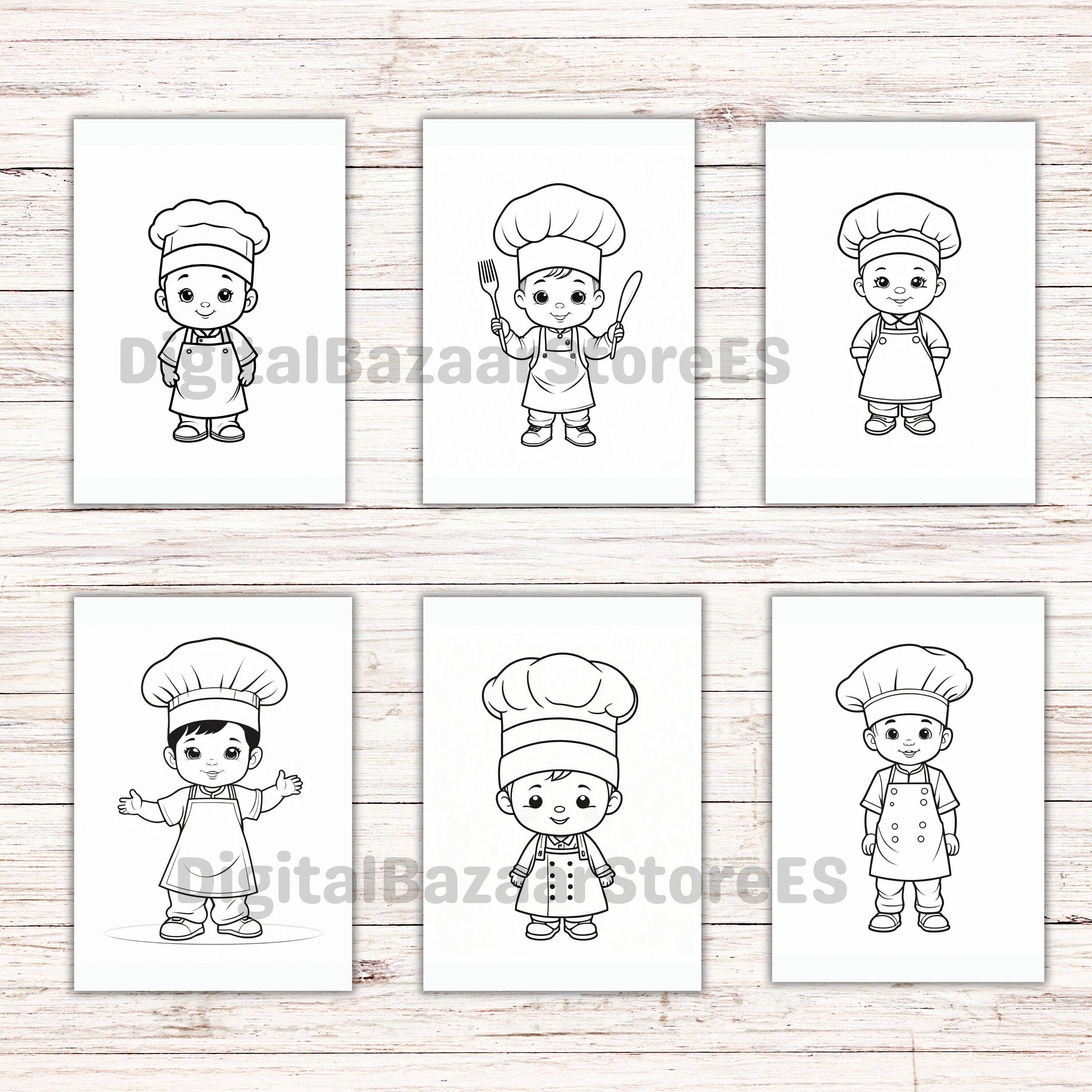 Little Chef Coloring Pages Tiny Chef Coloring Book Child's Culinary ...