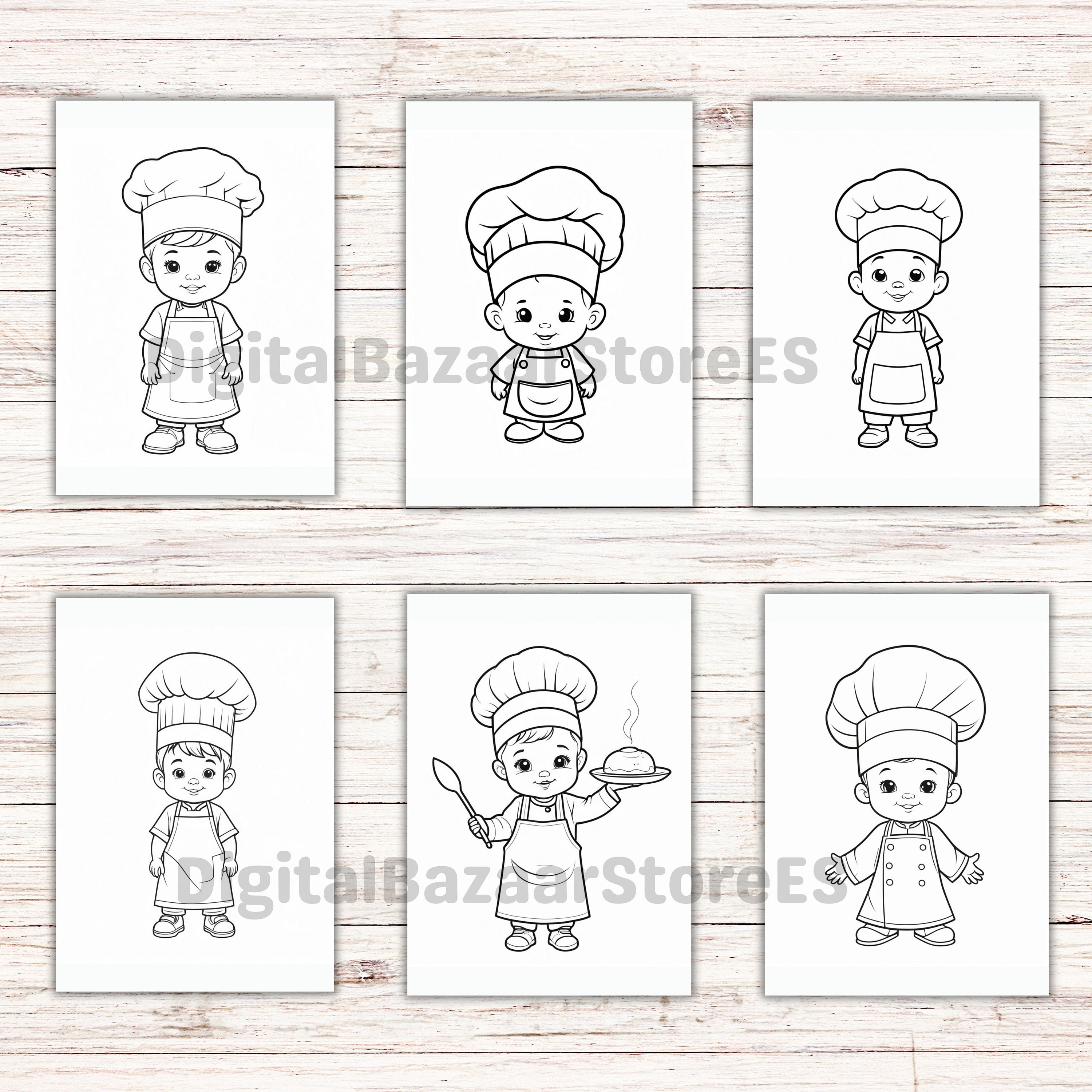 Little Chef Coloring Pages Tiny Chef Coloring Book Child's Culinary ...