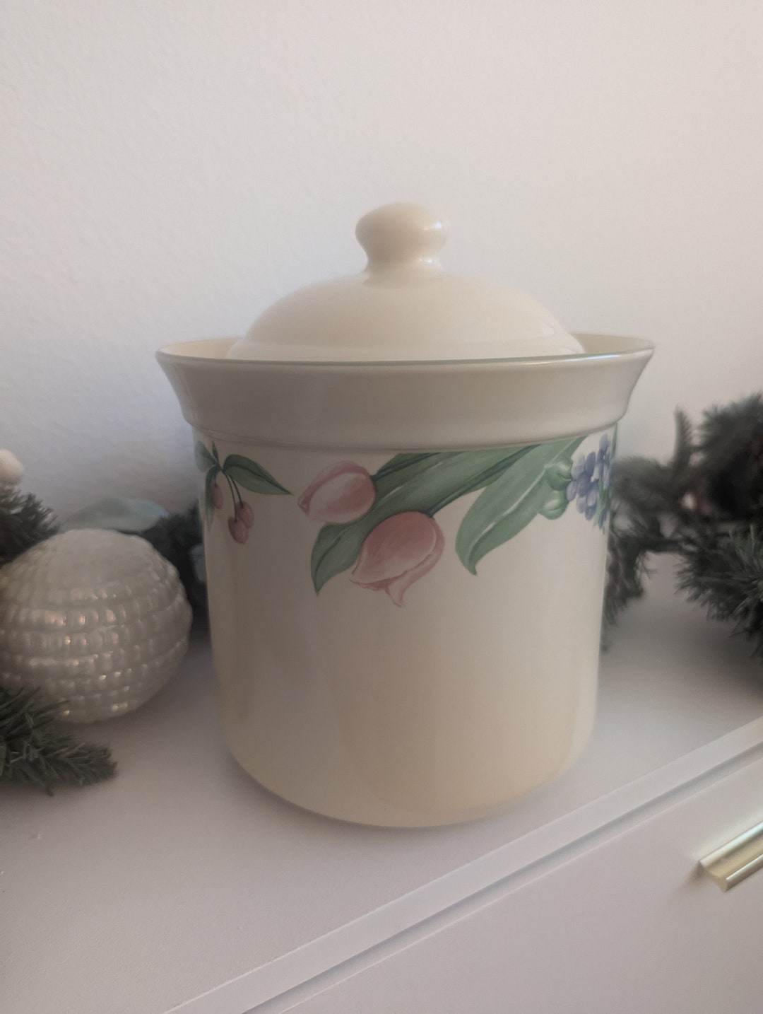 Pfaltzgraff Garden Party Canister Crock With Lid. Flour or Sugar ...