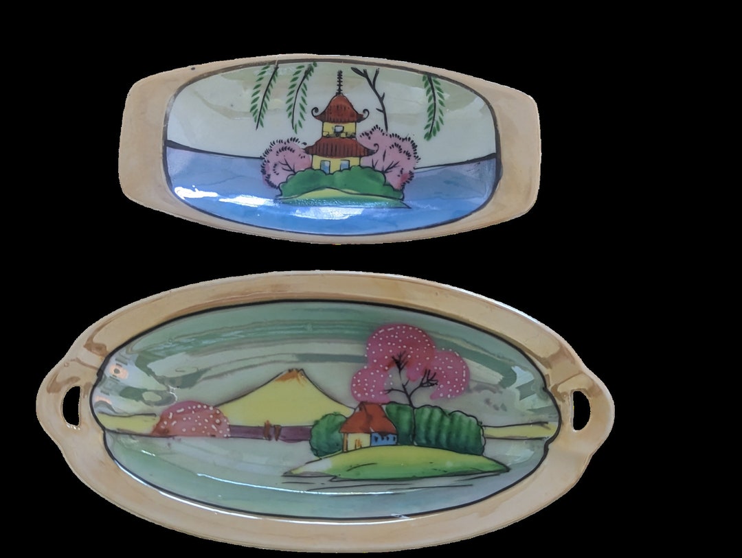 Set of 2 Nippon Lusterware Dishes Vintage Hand Painted - Etsy