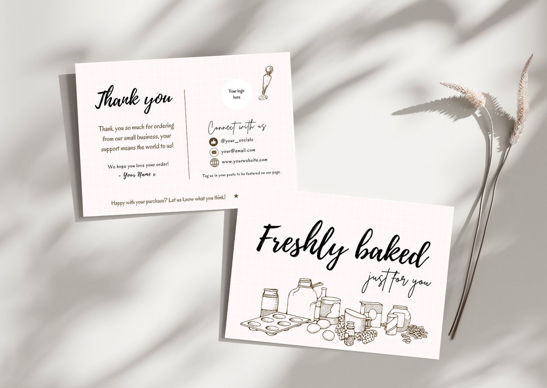 Minimalist Bakers Bakery Thank You Card Template for Businesses ...