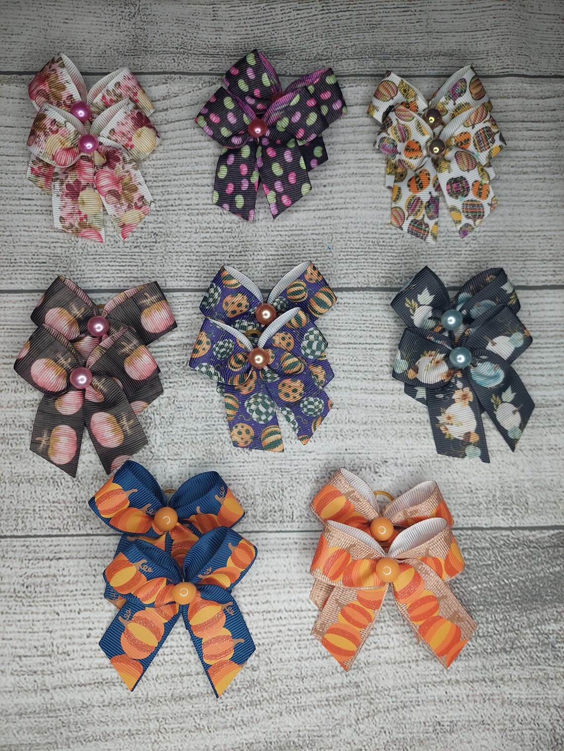 48 (24 Pair) Dog Grooming Bows, Fall Prints, Wholesale Pack, Top Knot ...