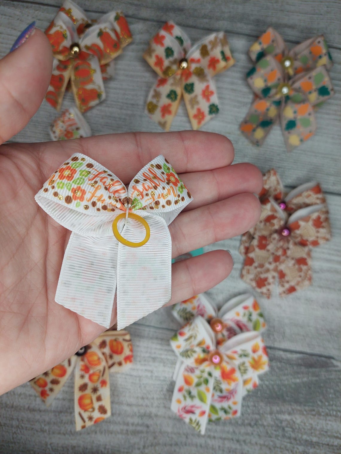 48 (24 Pair) Dog Grooming Bows, Fall Prints, Wholesale Pack, Top Knot ...