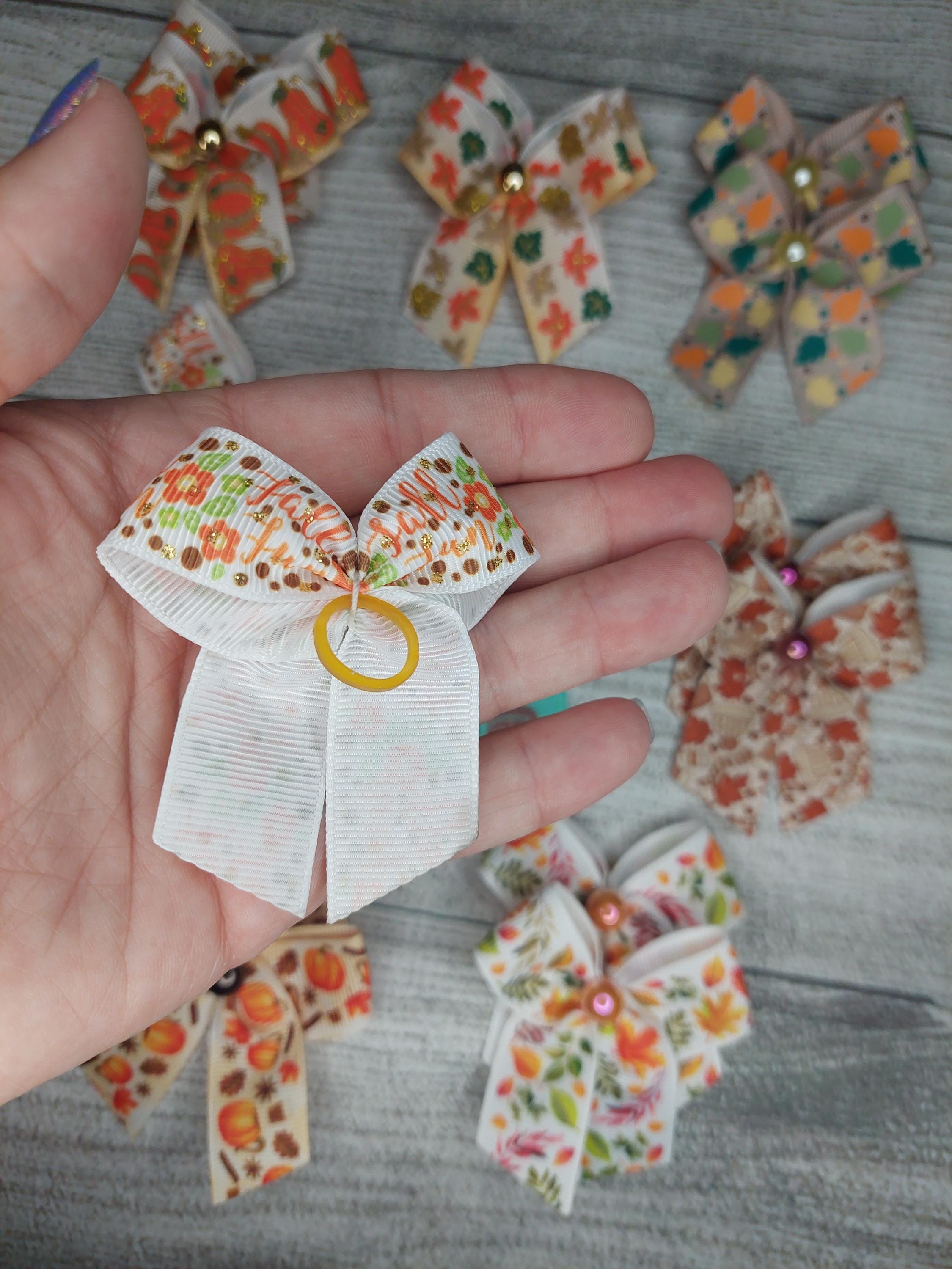 48 (24 Pair) Dog Grooming Bows, Fall Prints, Wholesale Pack, Top Knot ...