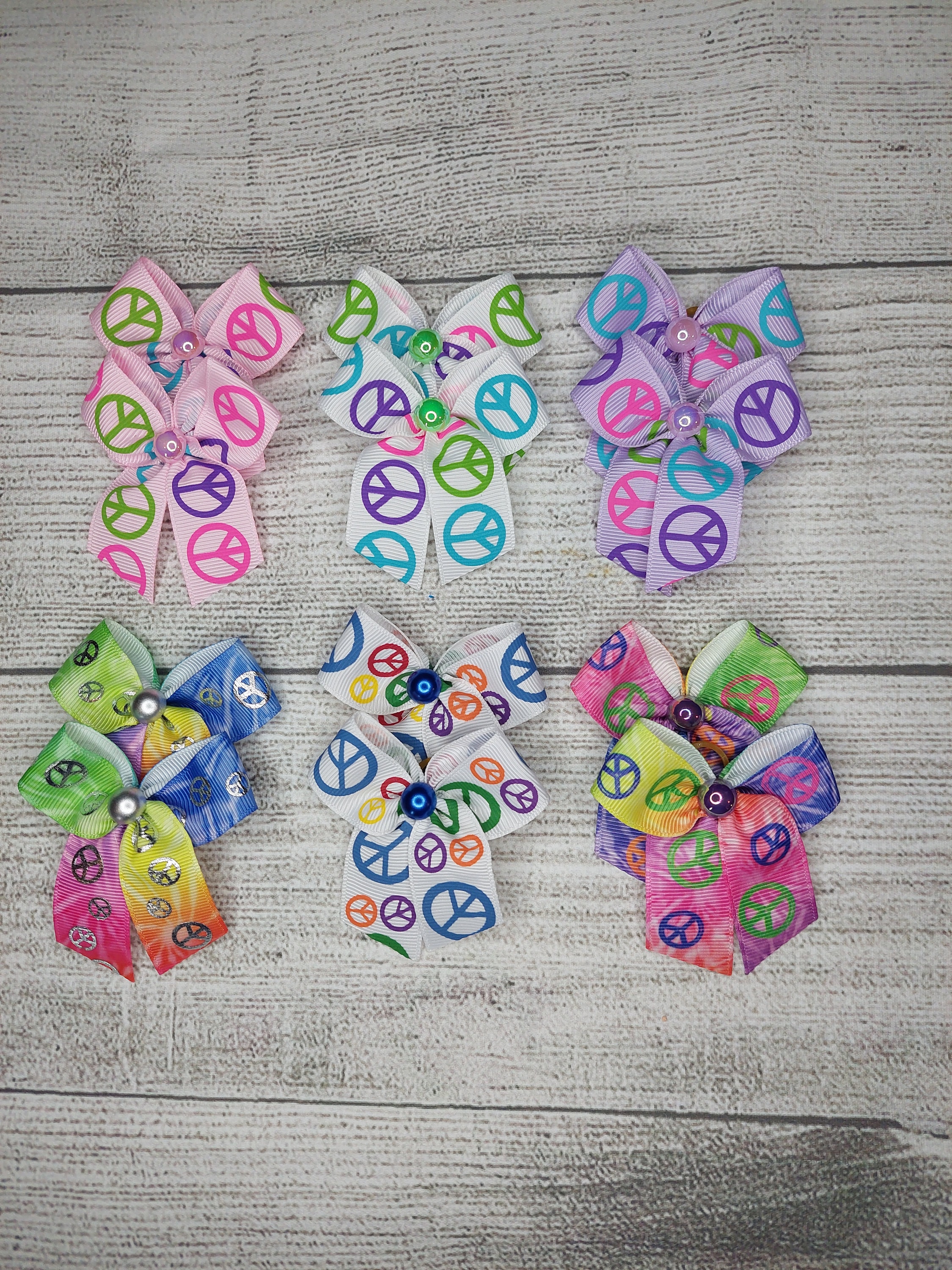 48 Dog Grooming Bows, Groovy Peace Sign Prints, Wholesale Pack, Top ...