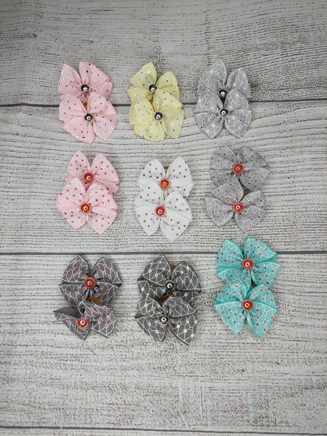 48 Paired Round Dog Grooming Bow Rounds, Topknot Bows, Wholesale Pack ...