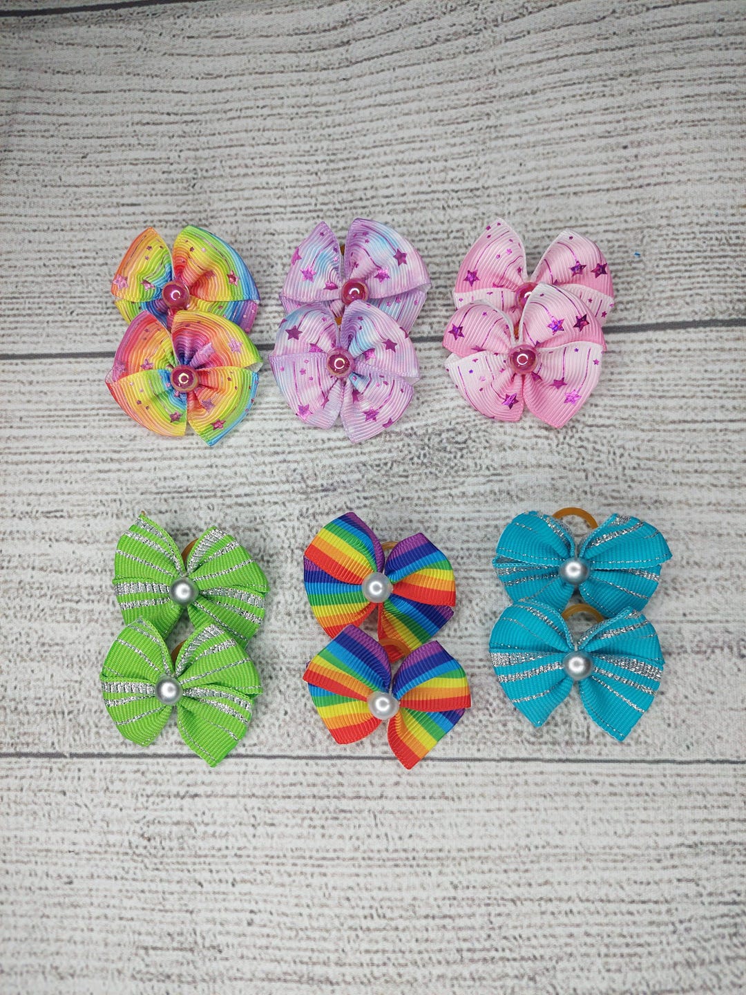 48 Paired Round Dog Grooming Bow Rounds, Topknot Bows, Wholesale Pack ...