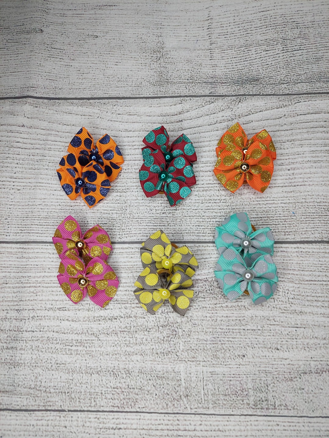 48 Paired Round Dog Grooming Bow Rounds, Topknot Bows, Wholesale Pack ...