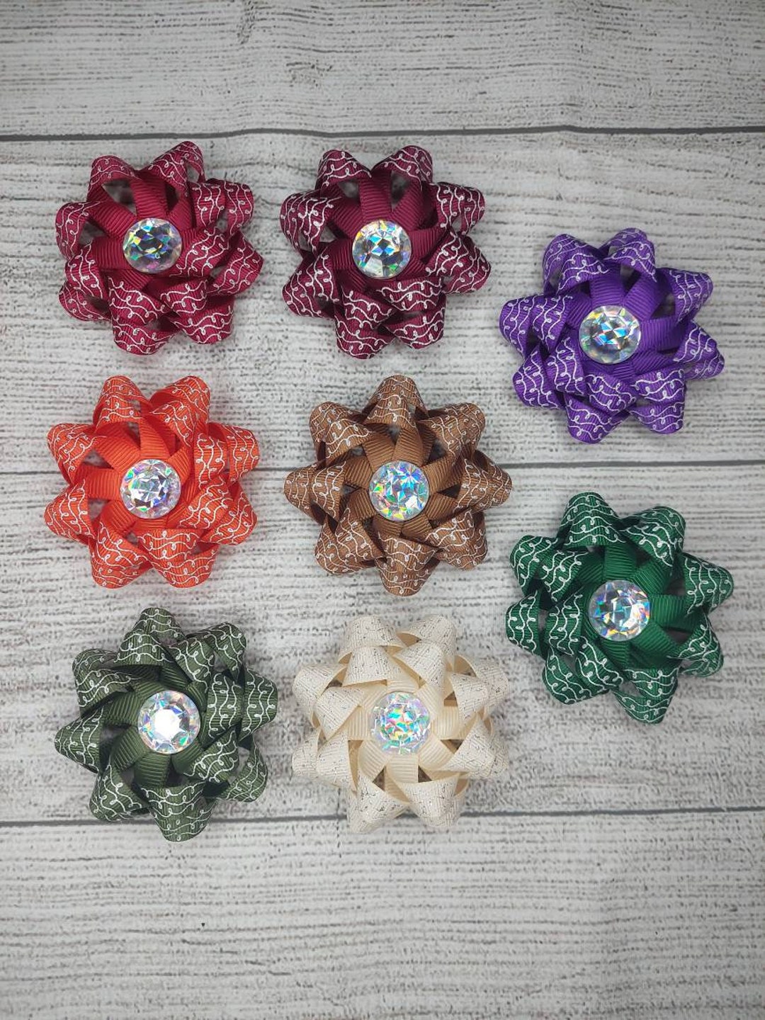 8 Loopy Ribbon Bows, Dog Grooming Collar Bows, Doodle Glitter Swirl ...