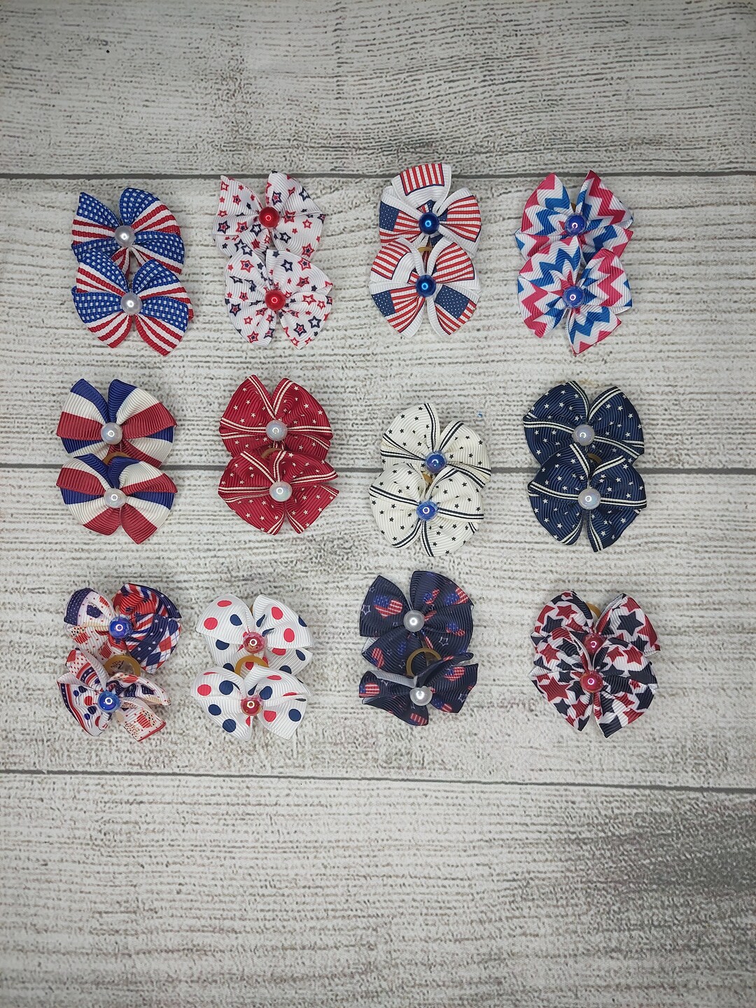 48 Round Dog Grooming Bows, Top Knot Bows, Wholesale Pack, Patriotic - Etsy