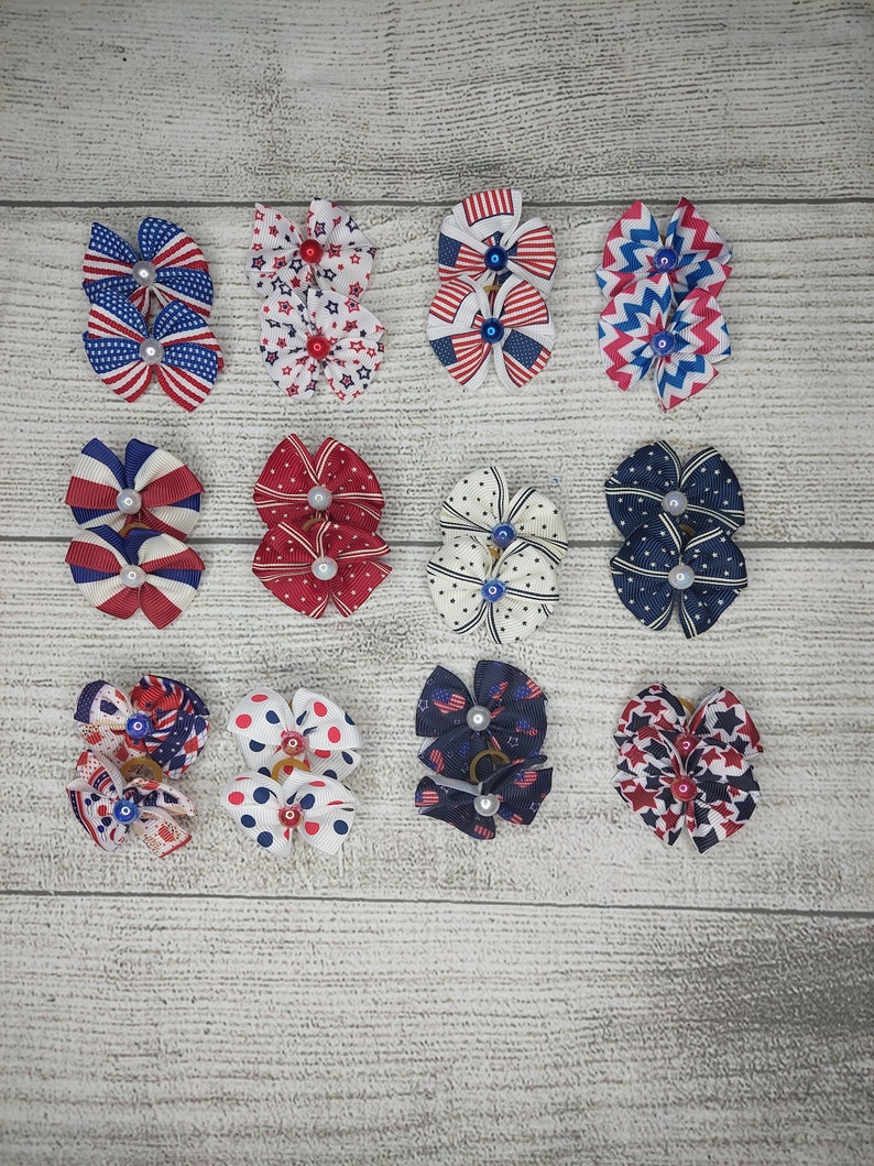 48 Round Dog Grooming Bows, Top Knot Bows, Wholesale Pack, Patriotic - Etsy