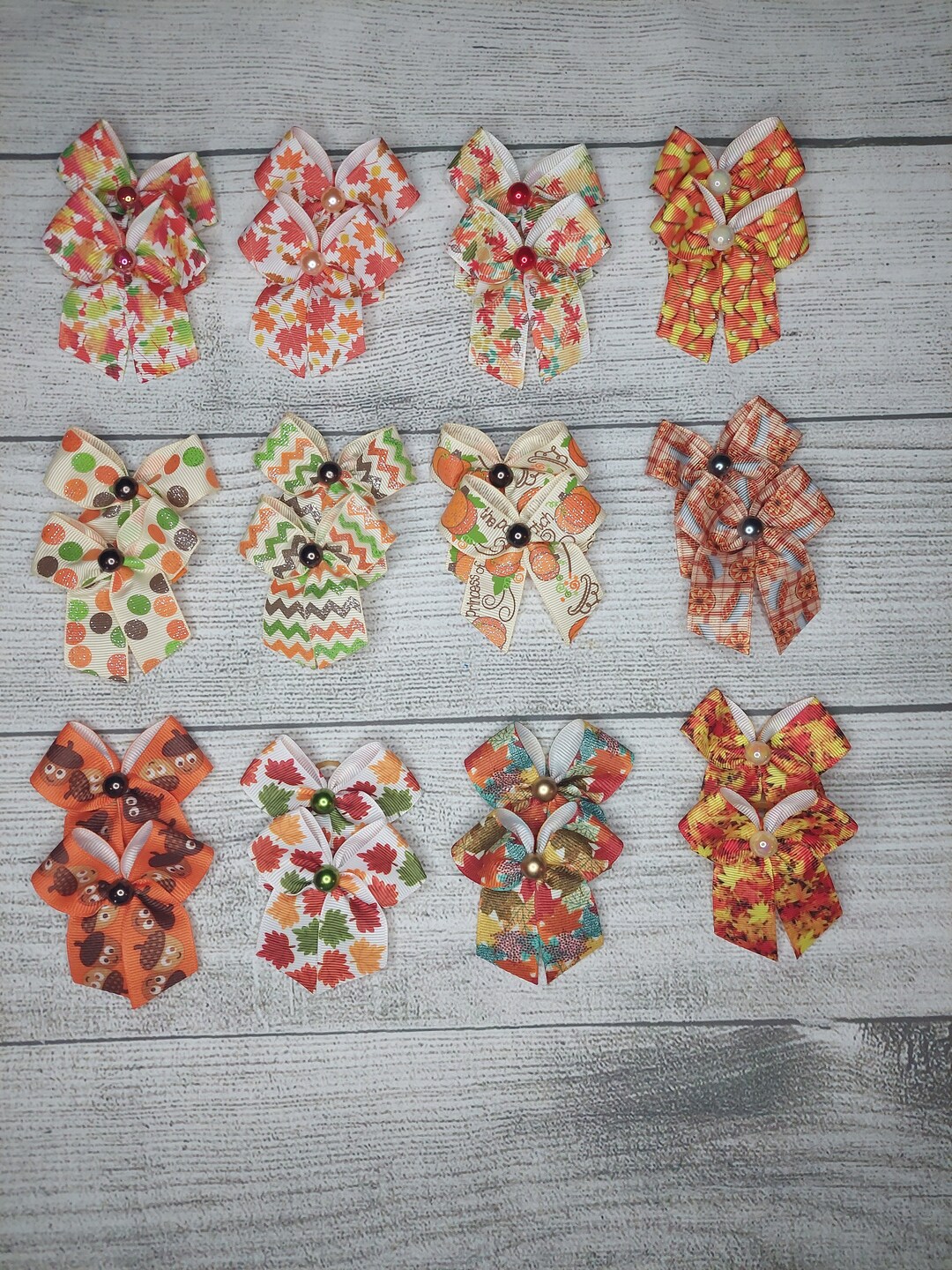 48 Dog Grooming Bows, Fall Prints, Wholesale Pack, Top Knot Bows ...