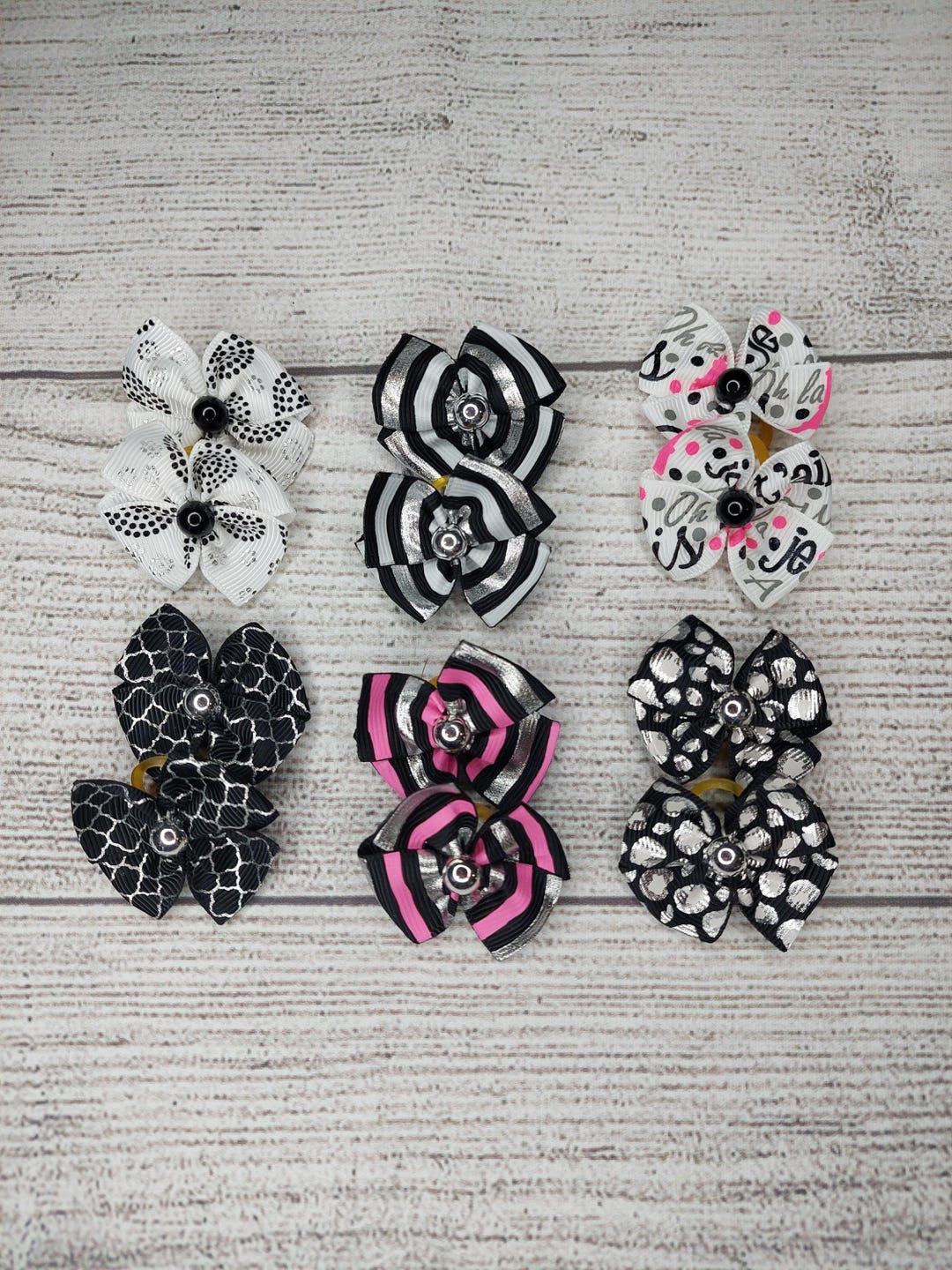 48 Paired Round Dog Grooming Bow Rounds, Topknot Bows, Wholesale Pack ...