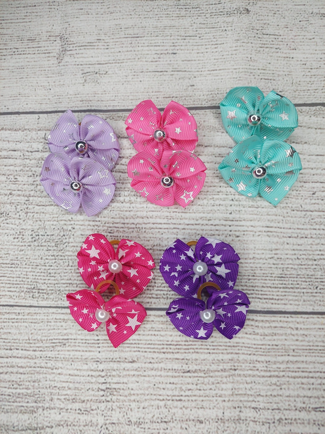 48 Paired Round Dog Grooming Bow Rounds, Topknot Bows, Wholesale Pack ...