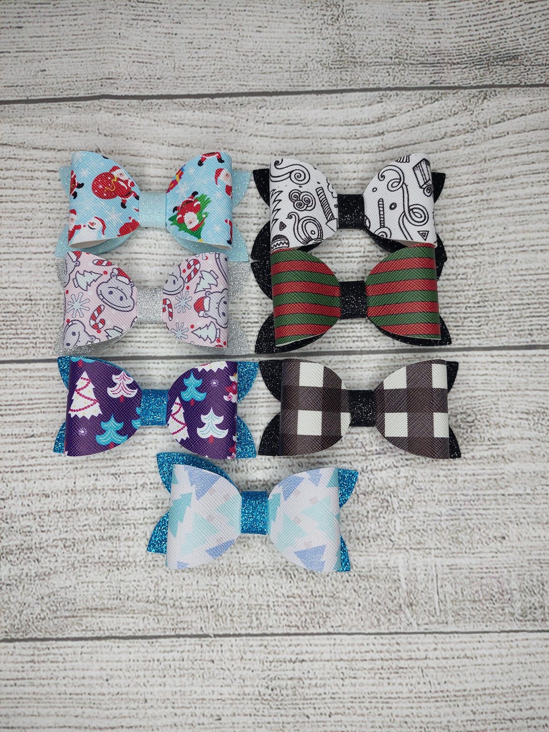 7 Faux Leather/ Glitter Foam Collar Bows, Wholesale Pack, Dog Grooming ...