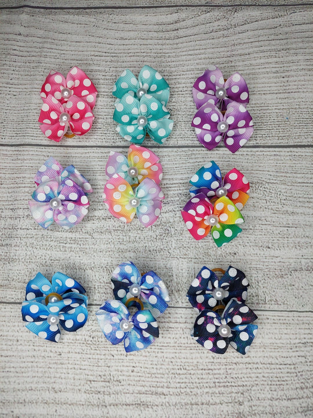 48 Paired Round Dog Grooming Bow Rounds, Topknot Bows, Wholesale Pack ...