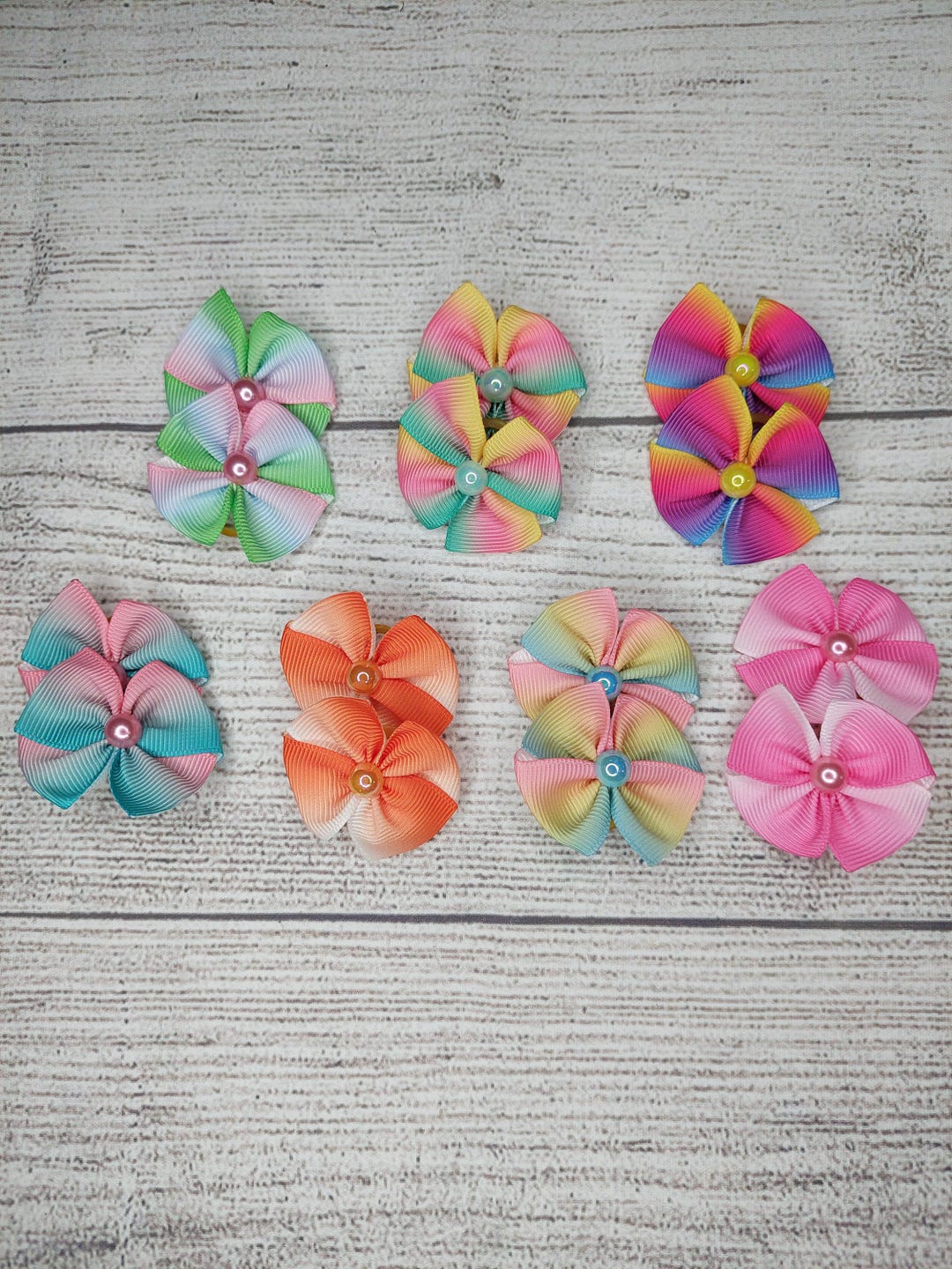 48 Paired Round Dog Grooming Bow Rounds, Topknot Bows, Wholesale Pack ...