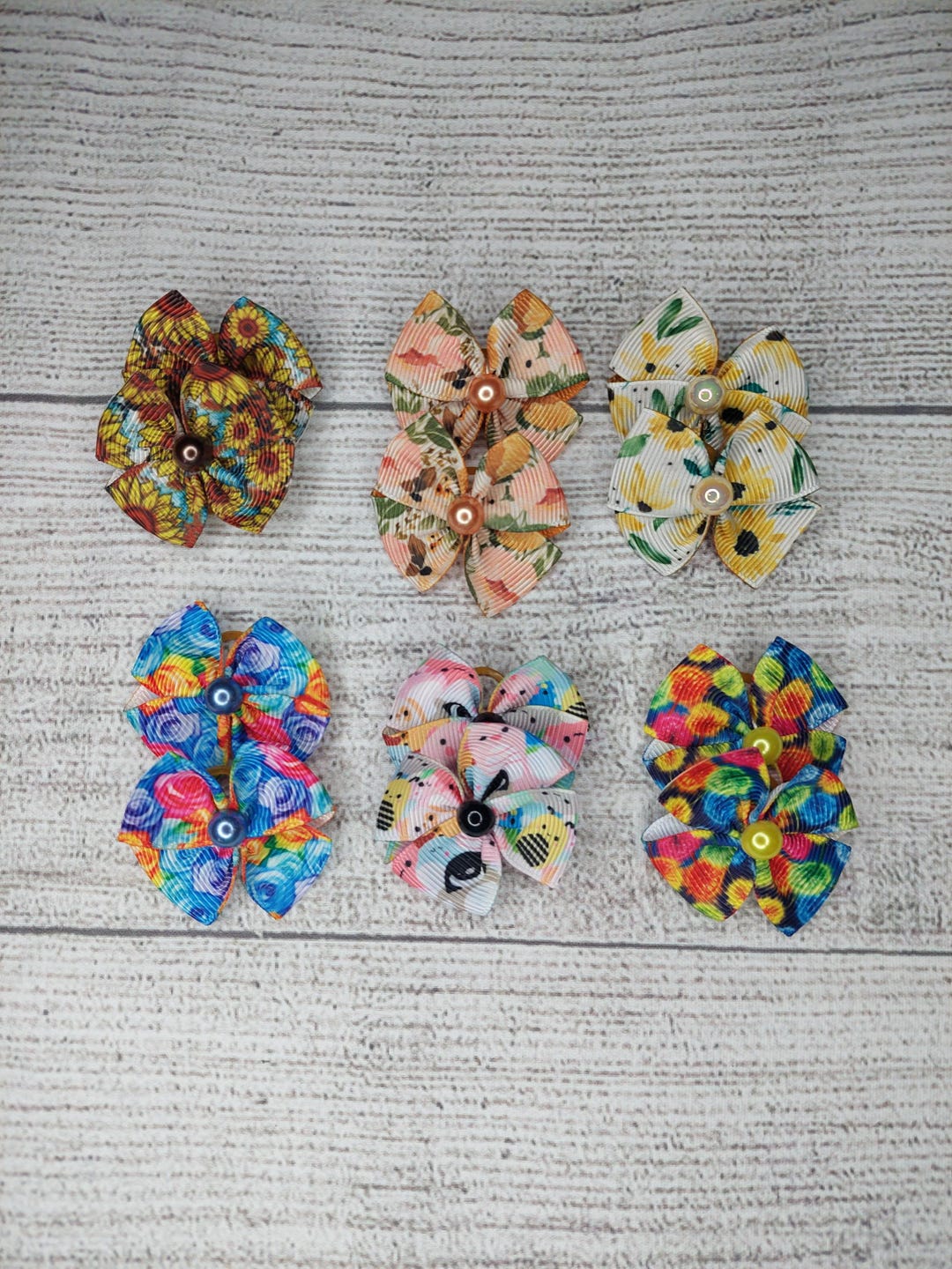 48 Paired Round Dog Grooming Bow Rounds, Topknot Bows, Wholesale Pack ...