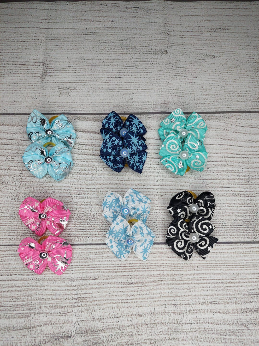 48 Paired Round Dog Grooming Bow Rounds, Topknot Bows, Wholesale Pack ...