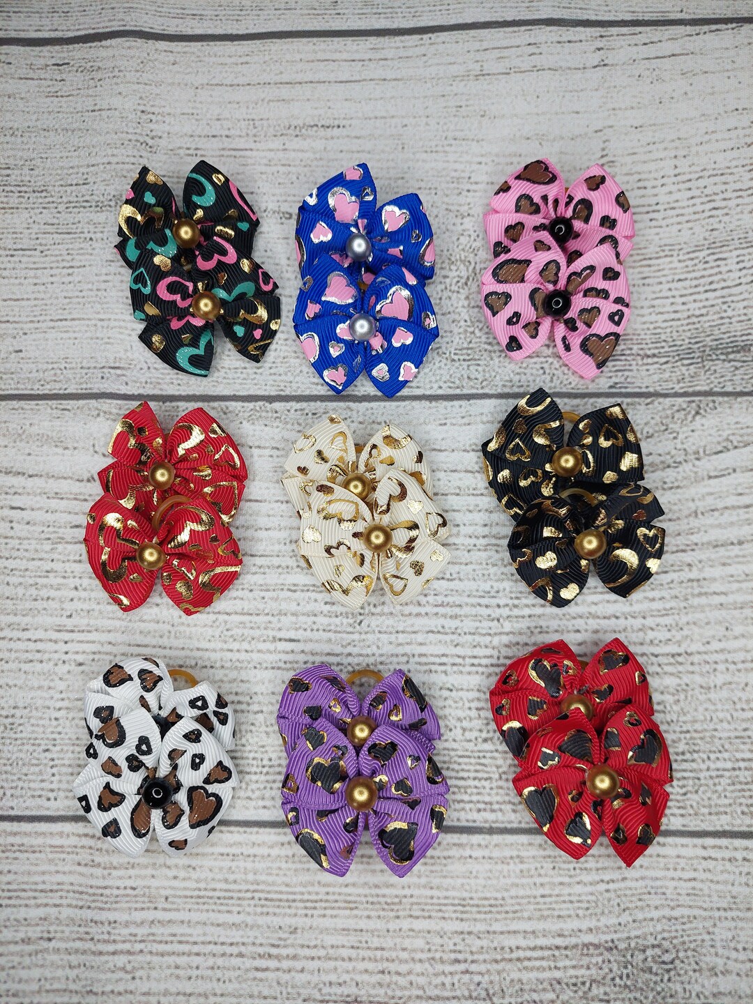 48 Round Dog Grooming Bows, Topknot Bows, Wholesale Pack, Hearts - Etsy