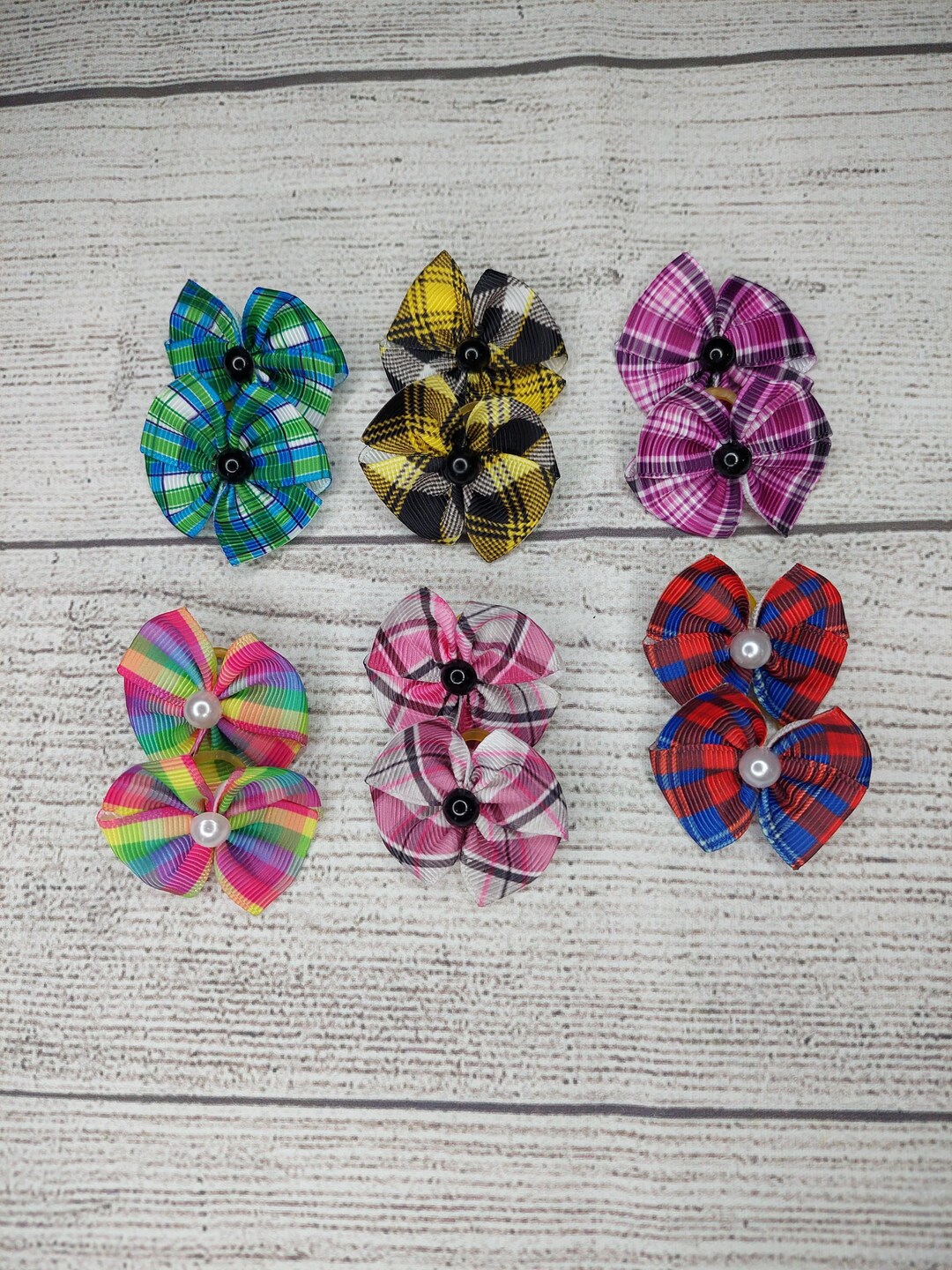 48 Paired Round Dog Grooming Bow Rounds, Topknot Bows, Wholesale Pack ...