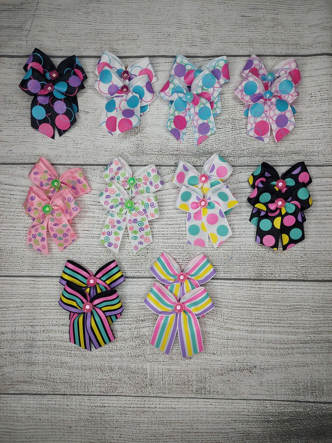 48 Dog Grooming Bows, Bright Colorful Fun Prints, Wholesale Pack, Top ...