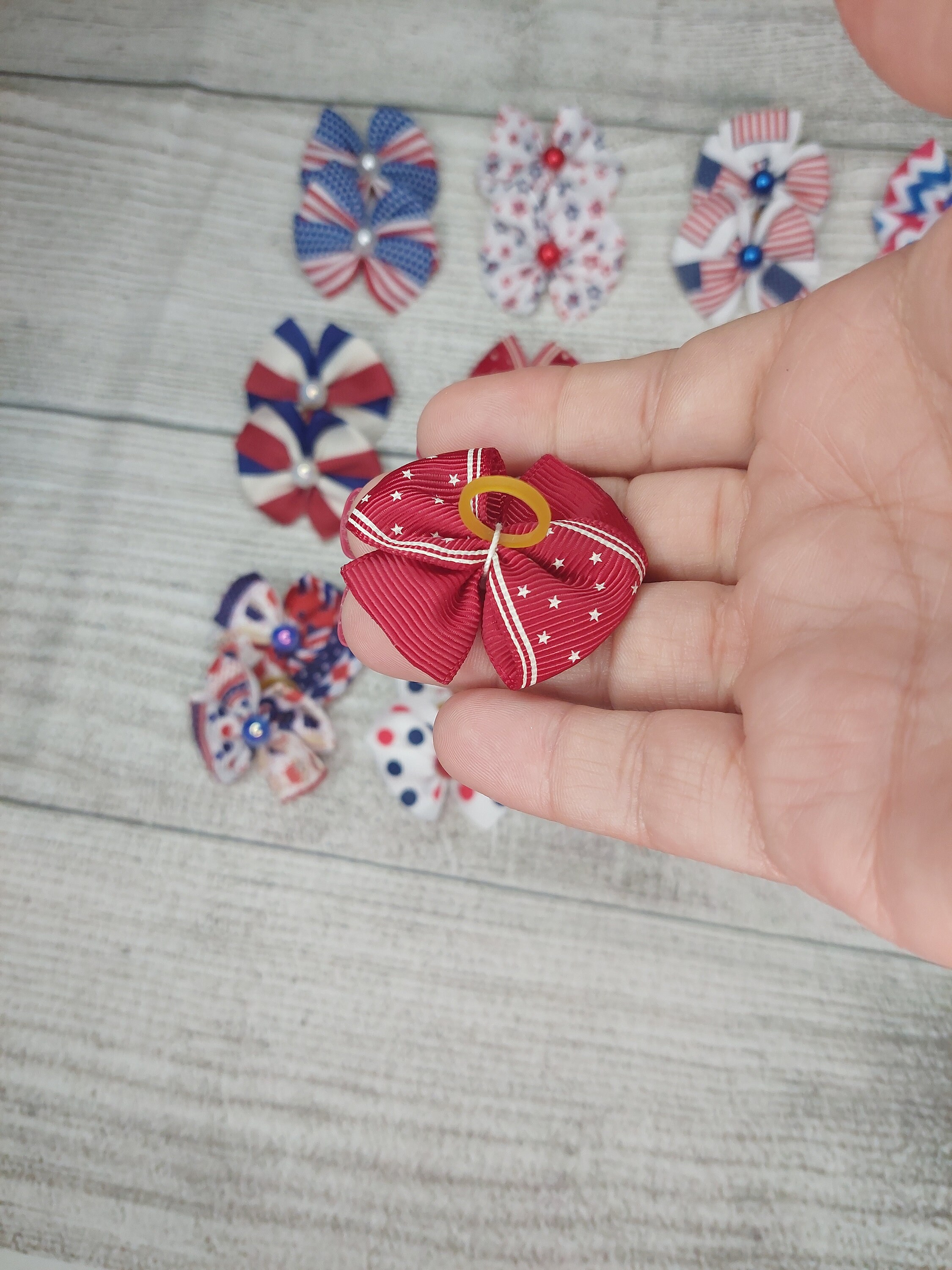 48 Round Dog Grooming Bows, Top Knot Bows, Wholesale Pack, Patriotic - Etsy