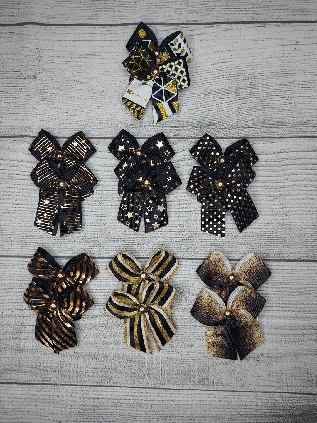 48 Dog Grooming Bows, Black and Hold Foil Prints, Wholesale Pack, Top ...