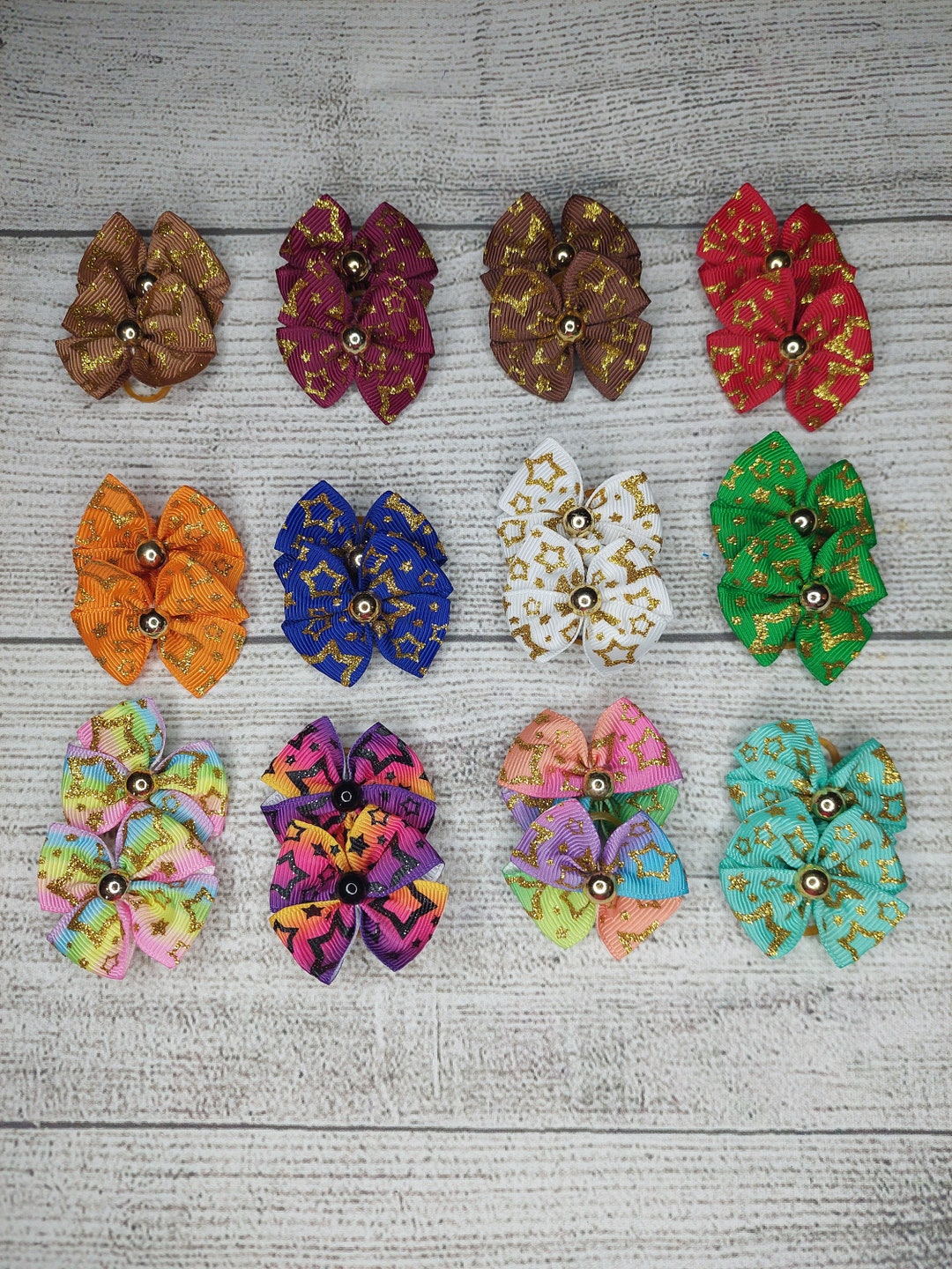48 Round Dog Grooming Bows, Topknot Bows, Wholesale Pack, Stars - Etsy