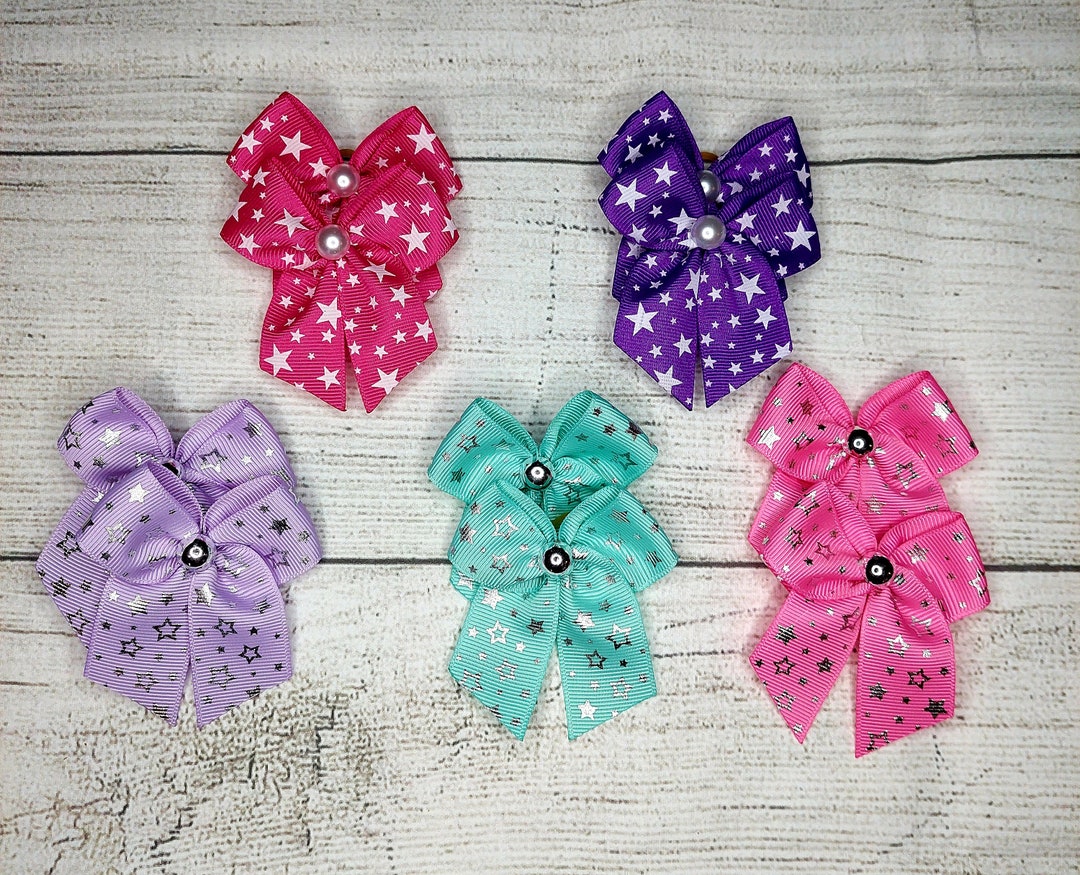 48 Dog Grooming Hair Bows, Colorful Stars, Grooming Ear Bows, Top Knot ...