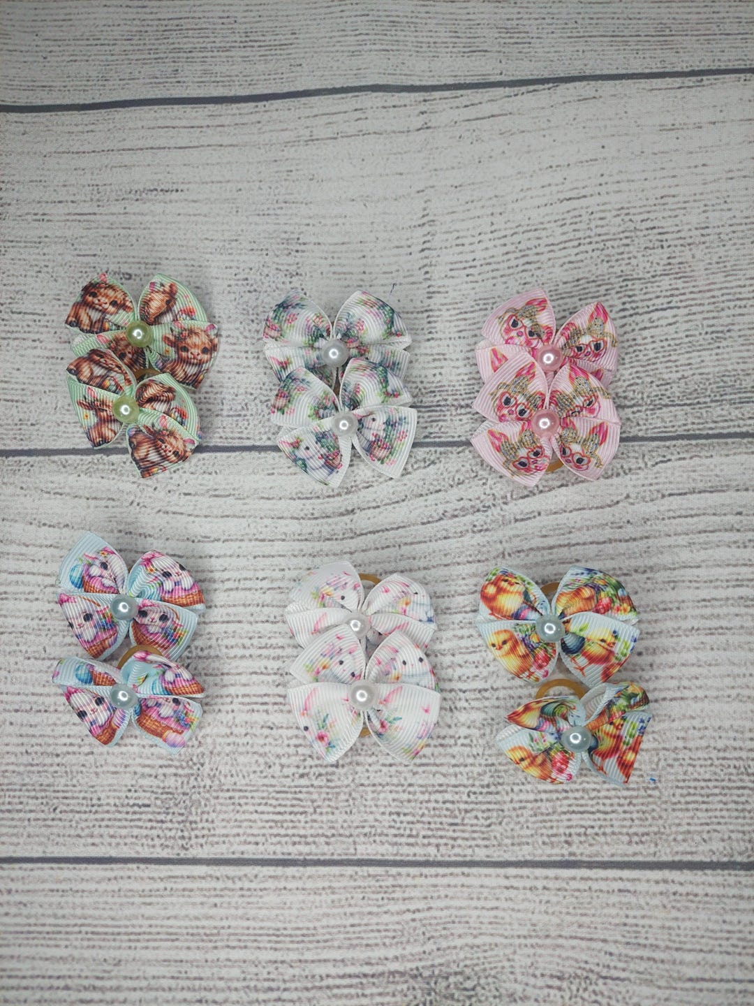 48 (24 Pair) Round Dog Grooming Bows, Topknot Bows, Wholesale Pack ...