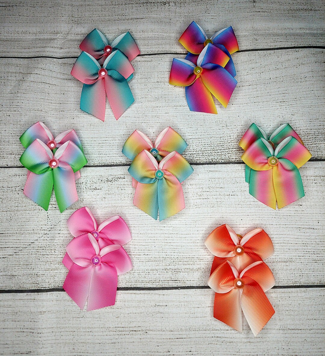 48 Dog Grooming Bows, Colorful Bright Ombre, Wholesale Packs, Topknot ...