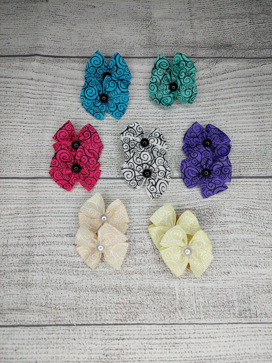 48 Paired Round Dog Grooming Bow Rounds, Topknot Bows, Wholesale Pack ...
